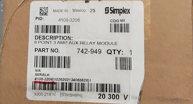 SIMPLEX 8 POINT Auxiliary Relay Module Fire Alarm Sub Assembly 3 Amp ...