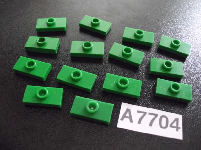 LEGO GENUINE GREEN 2X1 Lego Tile With Centre Stud 14 Pieces (A7704)(11 ...