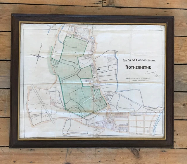 19TH CENTURY ANTIQUE London Estate Map showing plan for Southwark Park ...