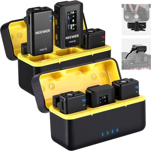 SISTEMA DE MICRÓFONO de solapa inalámbrico Neewer CM28 con estuche de ...