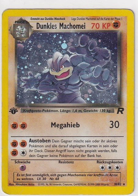 POKEMON MAPPA TEAM Razzo Nr 10/82 Dunkles Machomei First Edizione Holo ...