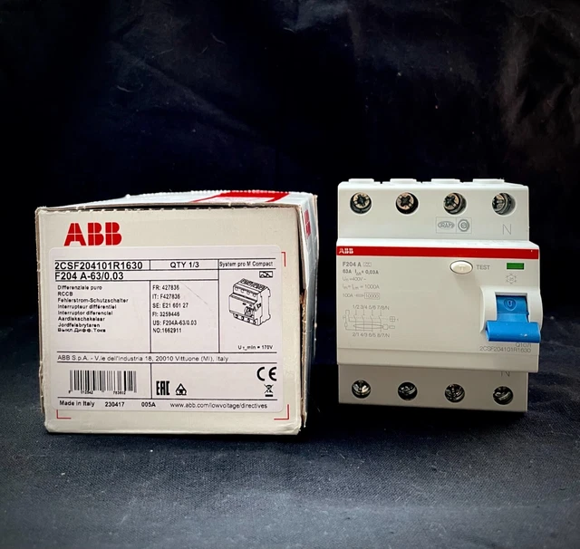 ABB F204 A-63/0,03 4polig 30 mA FI-Schutzschalter 2CSF204101R1630 EUR 49,90 - PicClick DE