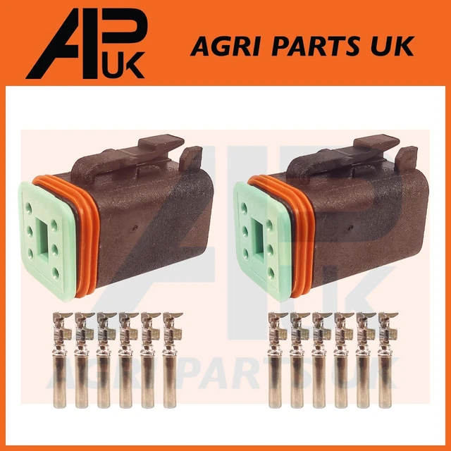 PAIR HEADLAMP HEADLIGHT Plug Socket 6 Pin for JCB 3CX 4CX Telehandler ...