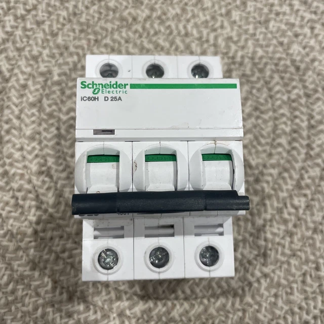 SCHNEIDER MCB D25 Amp Triple Pole 3 Phase Breaker Type D £28.00 - PicClick UK