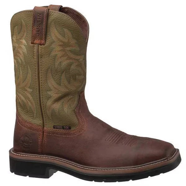 JUSTIN ORIGINAL WORKBOOTS Men's Western Boot, 13 EE, Steel Toe, 11 in H ...