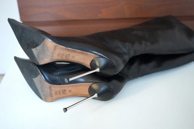 GIANMARCO LORENZI STEEL stiletto extreme high heels gml pointy boots 38 ...