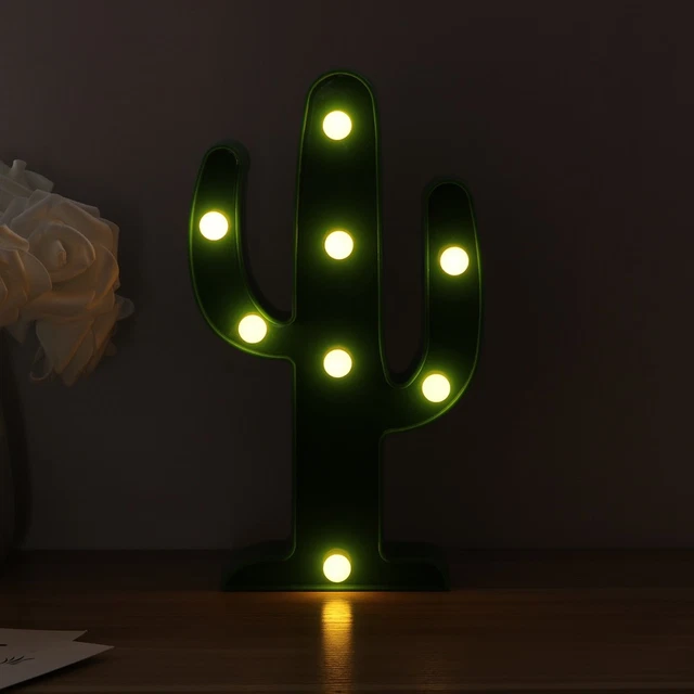 NOVELTY LAMP LED Cute Night Light Bedroom Cactus Classroom Decor £8.98 ...