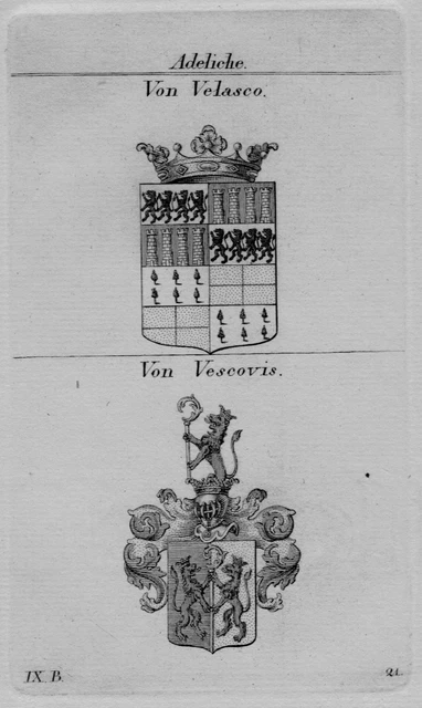 1820 - VELASCO Vescovis Wappen coat of arms heraldry Heraldik crest ...