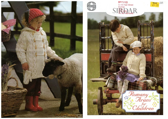 VINTAGE SIRDAR KNITTING Pattern Book 215 Romany Arans for Children 14 ...
