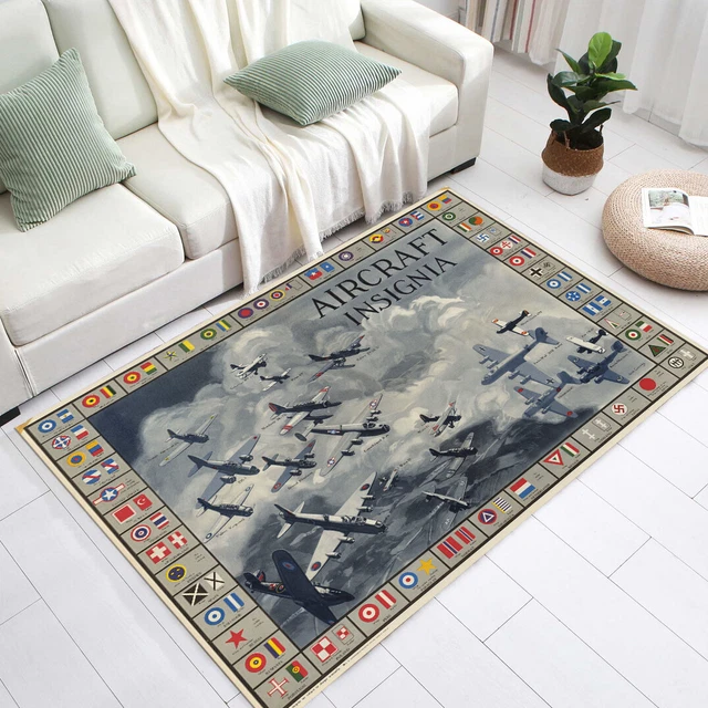 AIRCRAFT INSIGNIA RUG, Country Flags Rug, Aviation Rug,WW2 Planes Decor ...