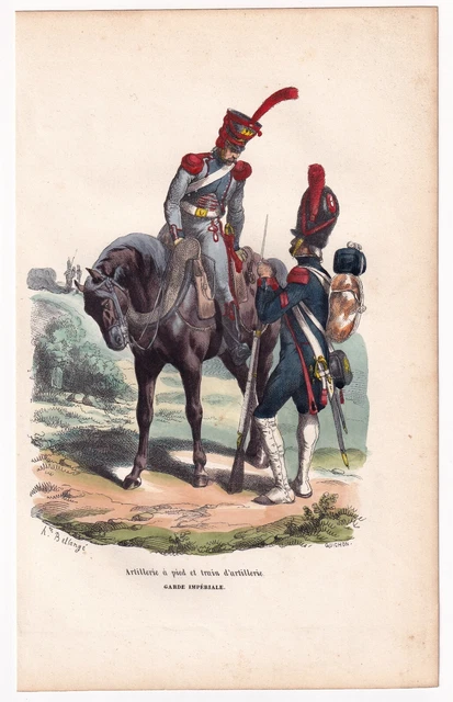 GRAVURE XIXE TRAIN d'Artillerie Napoléon Bonaparte Garde Impériale 1840 ...