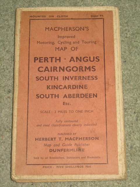 SCOTLAND MACPHERSON'S VINTAGE Touring map of Perth, Angus & Cairngorms ...