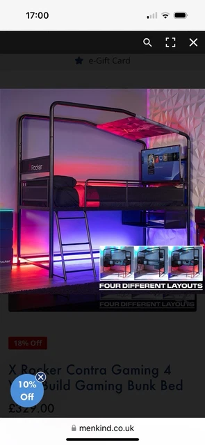 X ROCKER CONTRA Mid Sleeper TV Gaming Bunk Bed | 4 Ways to Build, 32 ...