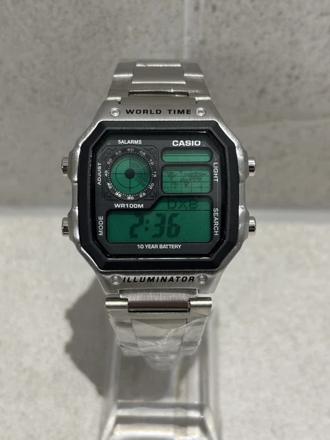 CASIO 🟢 EMERALD Green AE-1200WHD-1AVEF Illuminator 45mm Silver ...