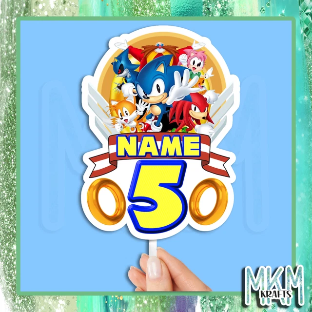 SONIC HEDGEHOG NEW Card BIRTHDAY CAKE Topper Custom Made Name And Age ...
