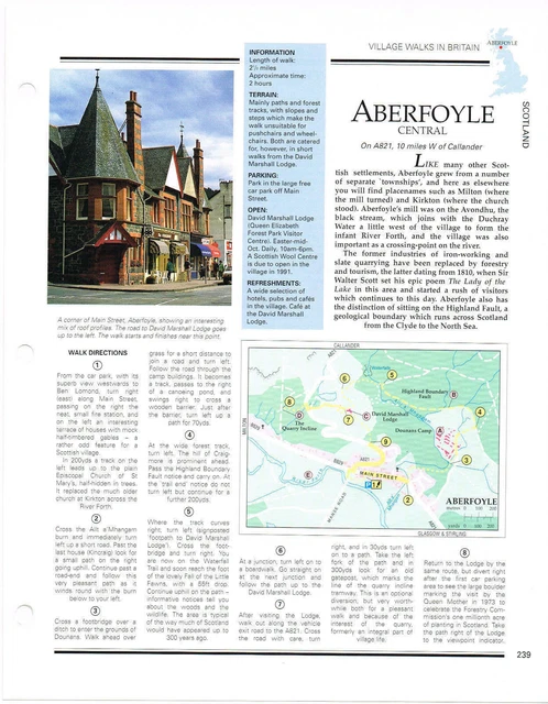 ABERFOYLE PERTHSHIRE VINTAGE Walking Route & Map circa 1991 #239-240 £3 ...