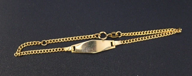 ITALY .375 9CT YELLOW GOLD 6" Curb Chain I.D Identity Bracelet, 0.88g ...