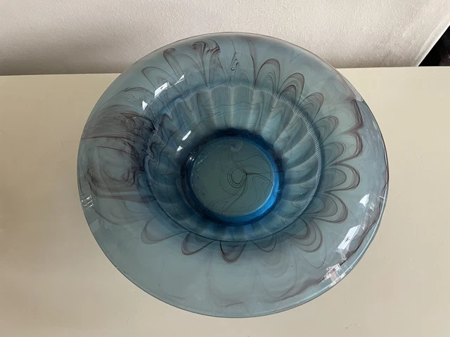 ART DECO PRESSED Glass Davidson Blue Cloud Glass Bowl 1930’s £26.72 ...