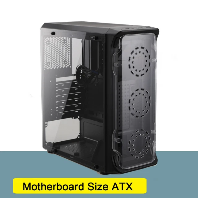 ATX MID TOWER Gaming PC Computer Case ATX Case Black, Side Panel ...