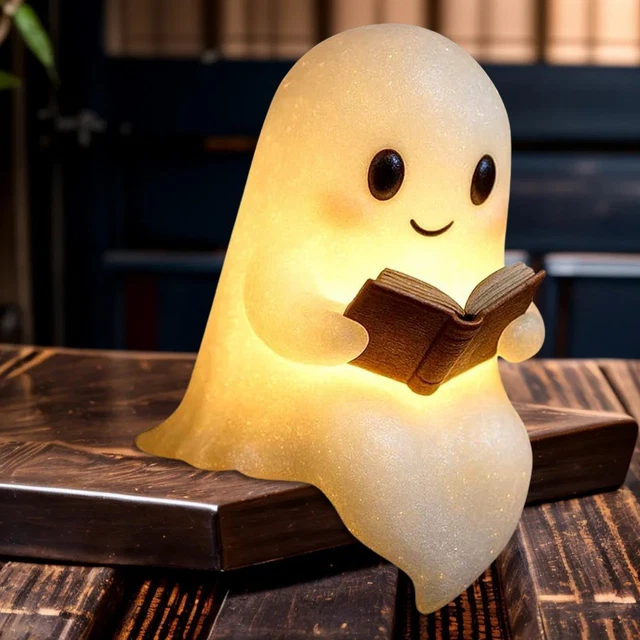 CUTE GHOST READING Book Lamp Halloween Ghost Night Light for Book ...