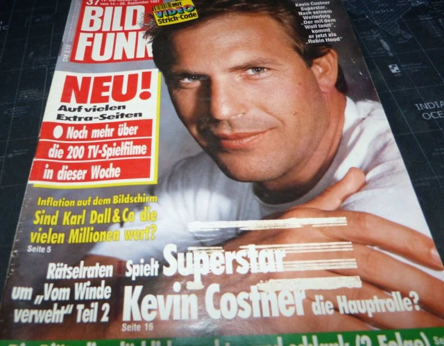 BILD UND FUNK Nr.37/1991 Kevin Costner/Ha.Kerkeling/Kirstie Alley/Katja ...