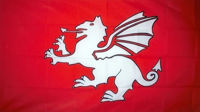 ENGLISH ANGLO SAXON WHITE DRAGON FLAG 5’ x 3’ England Wessex Medieval ...