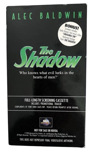 THE SHADOW (VHS, 1994) Alex Baldwin Screener £13.23 - PicClick UK