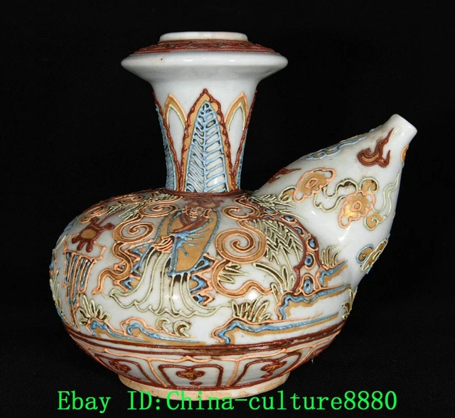 CHINE DYNASTIE PORCELAINE colorée Feng Shui personnage pot à vin EUR ...