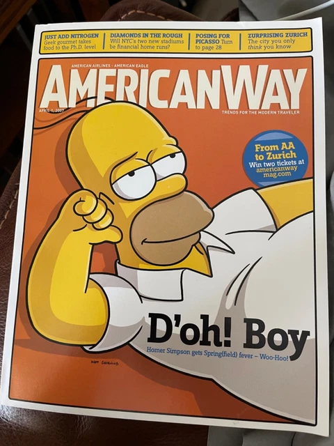 AMERICANWAY MAGAZINE--HOMER SIMPSON--AMERICAN/EAGLE Airlines/April 1 ...