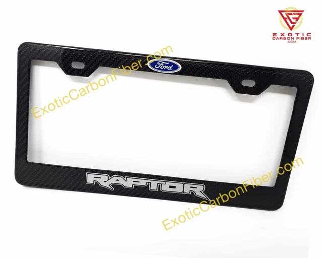 FORD RAPTOR SILVER Text/Ford Logo 2x2 Gloss Real Carbon Fiber Plate ...
