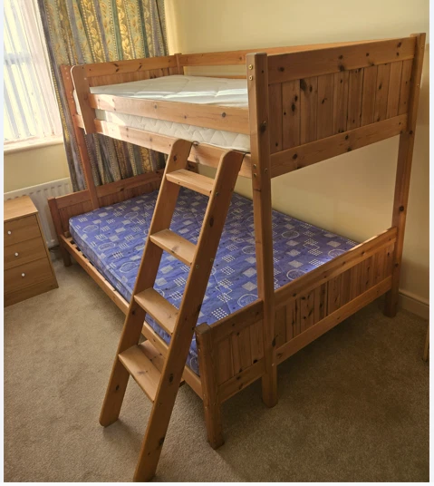 WOODEN TRIPLE BUNK Bed 3ft Single And 4ft Small Double £180 Including ...
