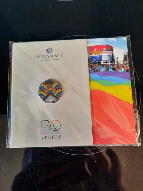 50 YEARS OF Pride 2022 COLOURED BU 50p Royal Mint Coin LGBTQ Recorded ...
