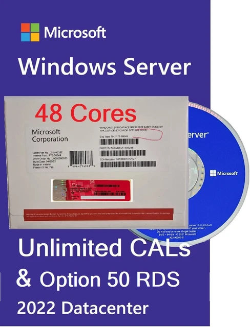 MICROSOFT WINDOWS SERVER 2022 datacenter 48 Core Unlimited Cals ...