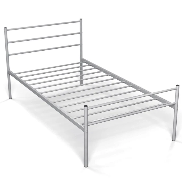 SINGLE SIZE METAL Bed Frame with Slat Support Headboard Footboard ...