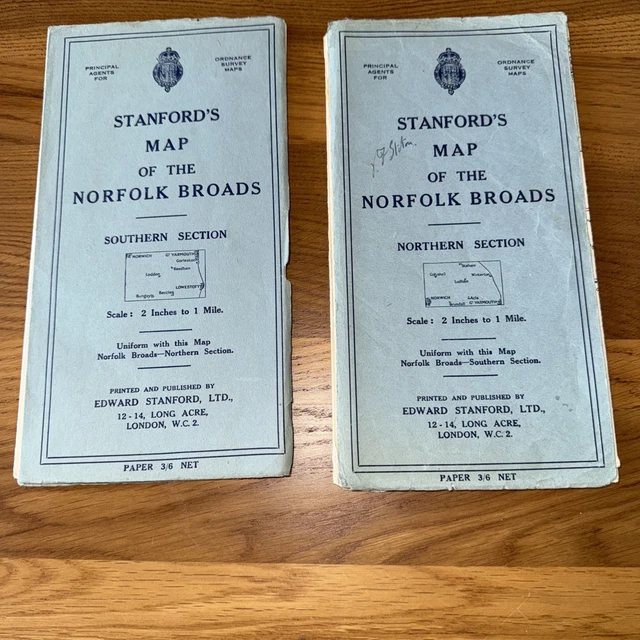 MAP STANFORD'S MAP OF THE NORFOLK BROADS AND RIVERS Northern & Southern ...