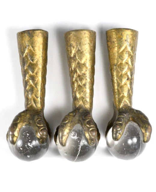 ANTIQUE CAST IRON Claw Foot and Glass Ball Piano Stool Feet Hardware ...