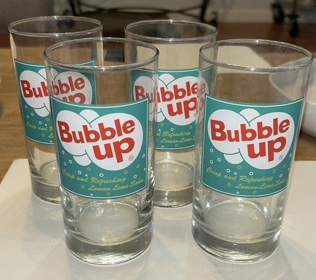 LOT OF 4 BUBBLE-UP Soda Drinking Glass Tumbler Vintage Rare $35.69 ...