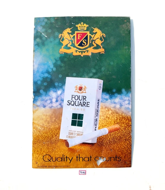 VINTAGE FOUR SQUARE Premier Advertising Filter Cigarette Tin Sign Board ...
