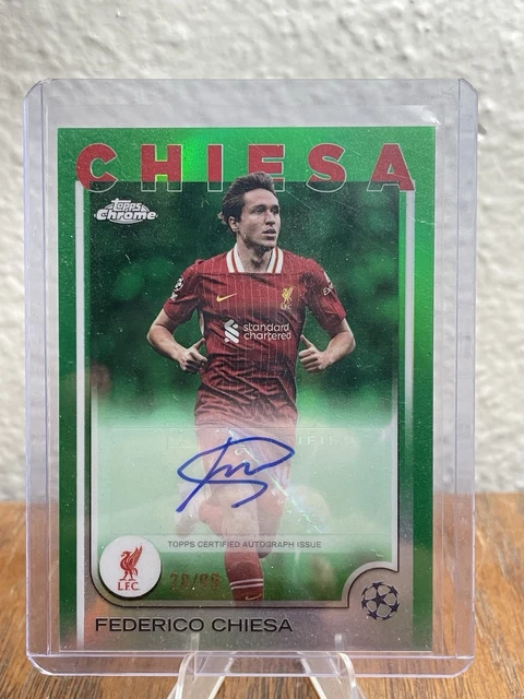2024-25 TOPPS CHROME UCC Liverpool Federico Chiesa Auto Green Refractor ...