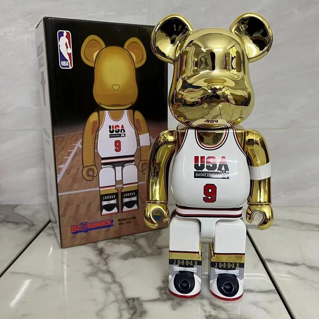 FIGURINE ARTICULÉE 400 % Bearbrick Michael Jordan Chicago #9 or blanc ...