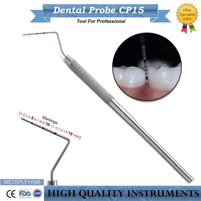 DENTAL CP-15 PERIODONTAL Probe BPE Markings Color-Coded Screening ...