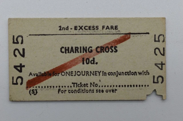 RAILWAY TICKET CHARING Cross 2nd Excess Fare BRB (S) #5425 £1.70 ...