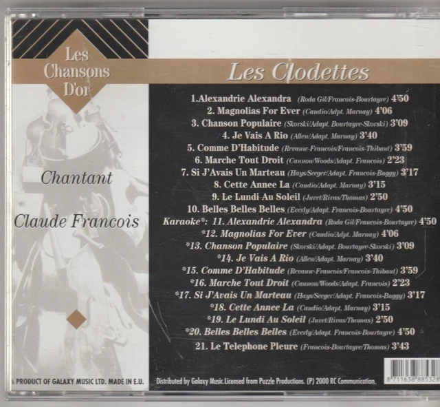 CD. LES CLODETTES Chantant CLAUDE FRANÇOIS - 21 Titres - EUR 10,00 ...