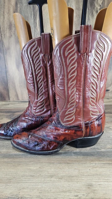 VINTAGE TONY LAMA EL REY Collection Eel Skin Cowboy Boots Mens 11 D £ ...