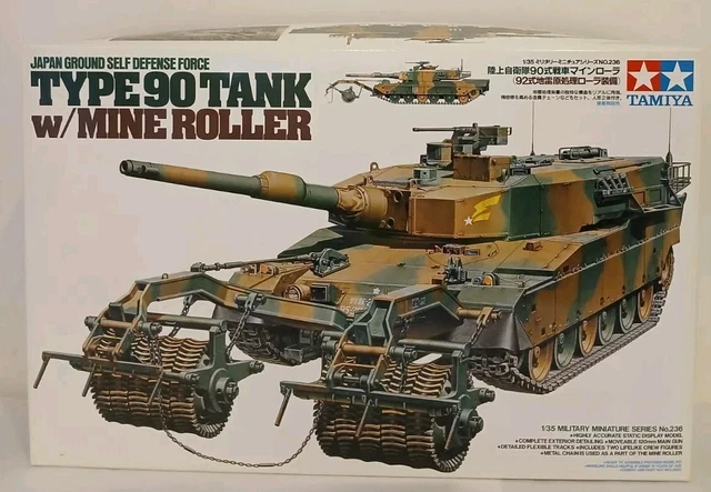 TAMIYA 1:35 JAPAN Ground Self Defense Force Type 90 Tank w/Mine Roller ...