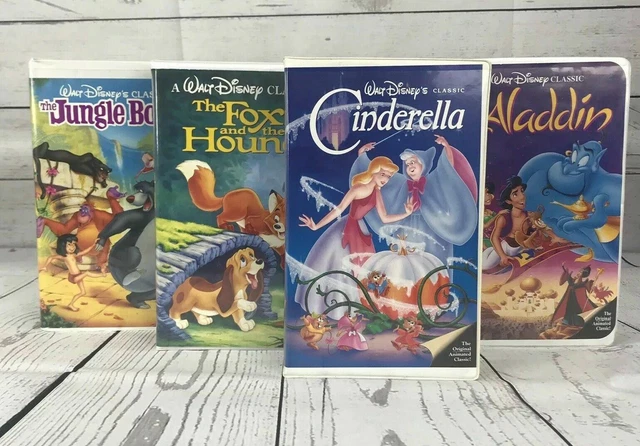 DISNEY VHS CINDERELLA Aladdin Jungle Book Fox and the Hound Black ...