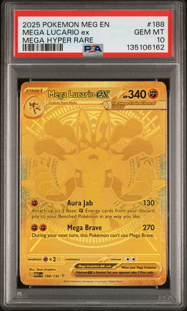 2025 POKEMON MEG En-Mega Evolution Mega Hyper Rare #188 Mega Lucario Ex ...