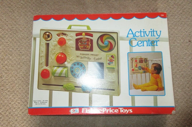 VINTAGE FISHER PRICE Activity Centre Cot Toy 1970s Back Attachment ...