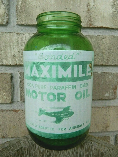 RARE VINTAGE MAXIMILE Motor Oil Jar, Airplane / Aircraft, Keystone Oil ...