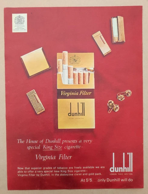 DUNHILL VIRGINIA FILTER Cigarettes Original UK Press Advert 1965 £4.99 ...